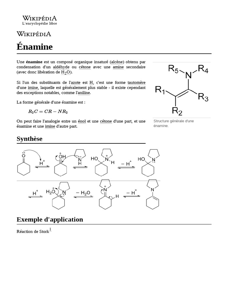 Comprendre les énamines en chimie organique | PDF