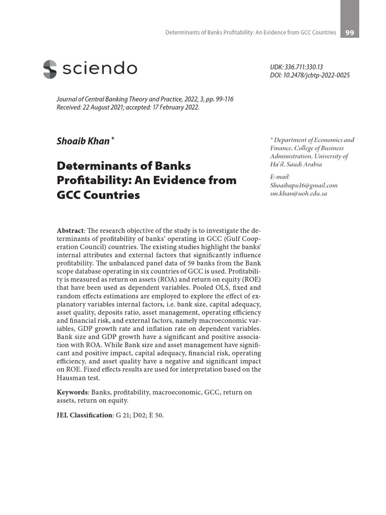 10.2478 - JCBTP 2022 0025 | PDF | Banks | Gulf Cooperation Council