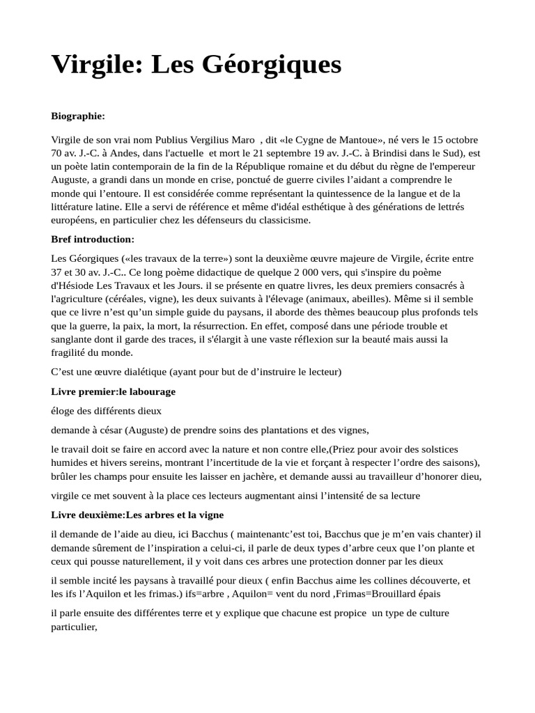 Les Géorgiques de Virgile : Une Analyse | PDF | Virgile
