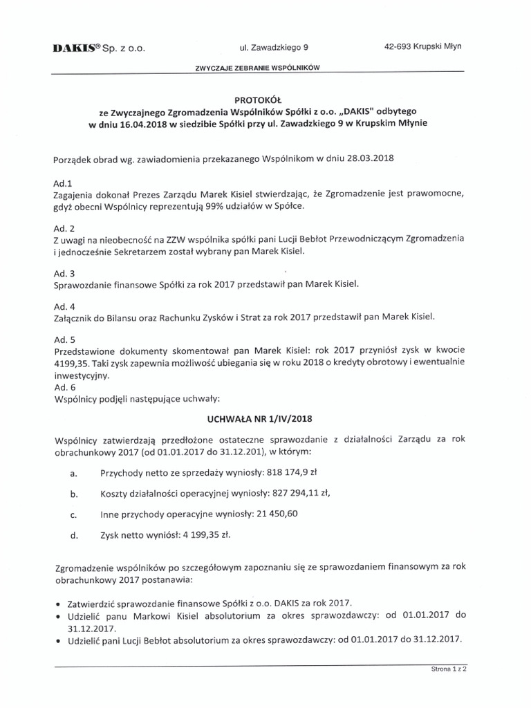 KRS 2 Protokoły | PDF