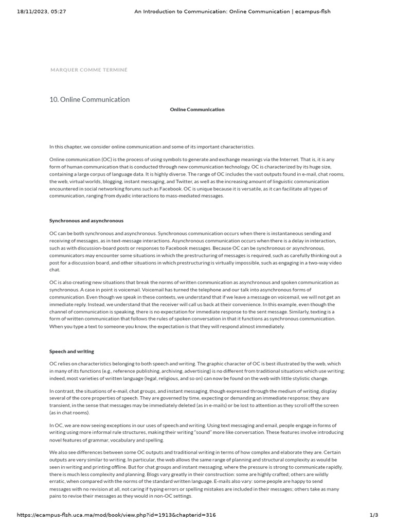An Introduction To Communication - Online Communication - Ecampus-Flsh | PDF | Computer Mediated ...