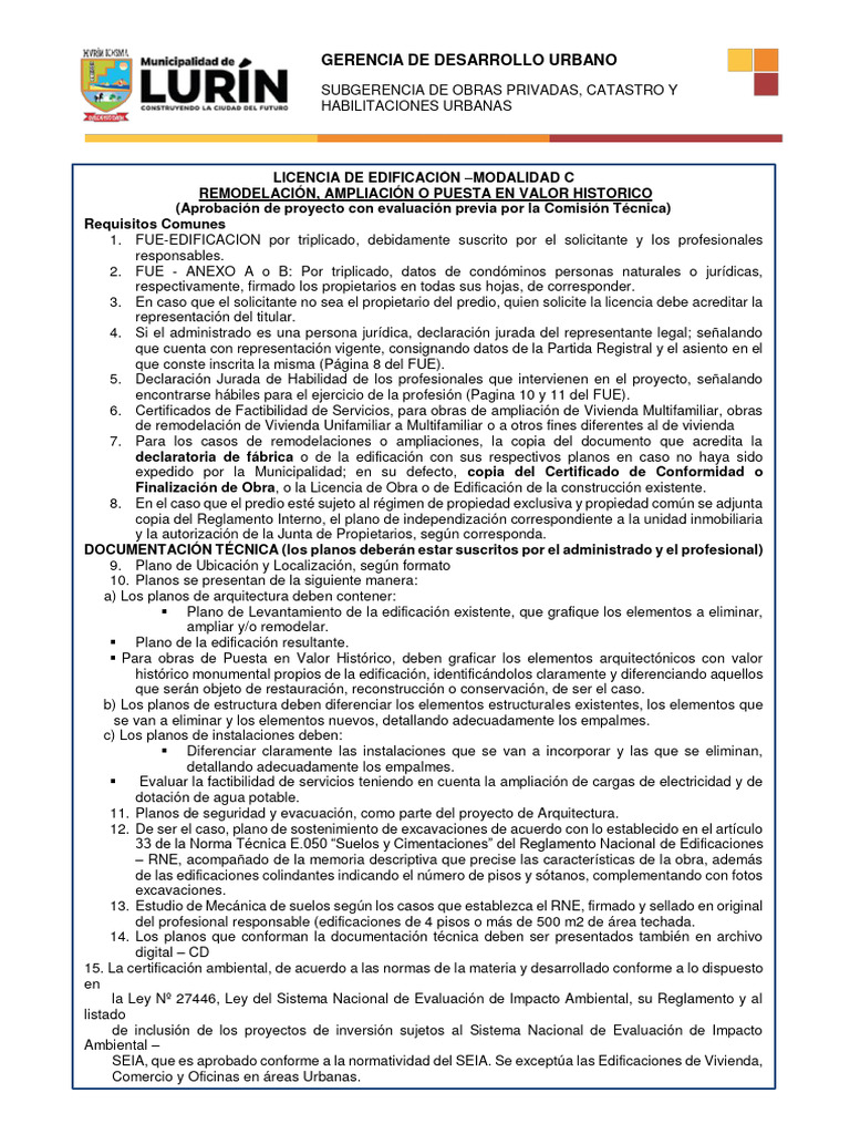 07 Licencia de Edificacion Modalidad C AMPL-REM | PDF | Póliza de seguros