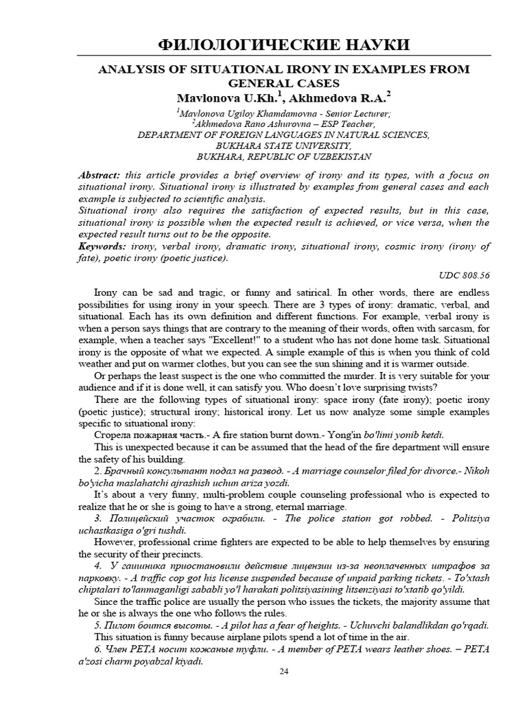 Analysis of Situational Irony in Examples From General Cases | PDF | Irony