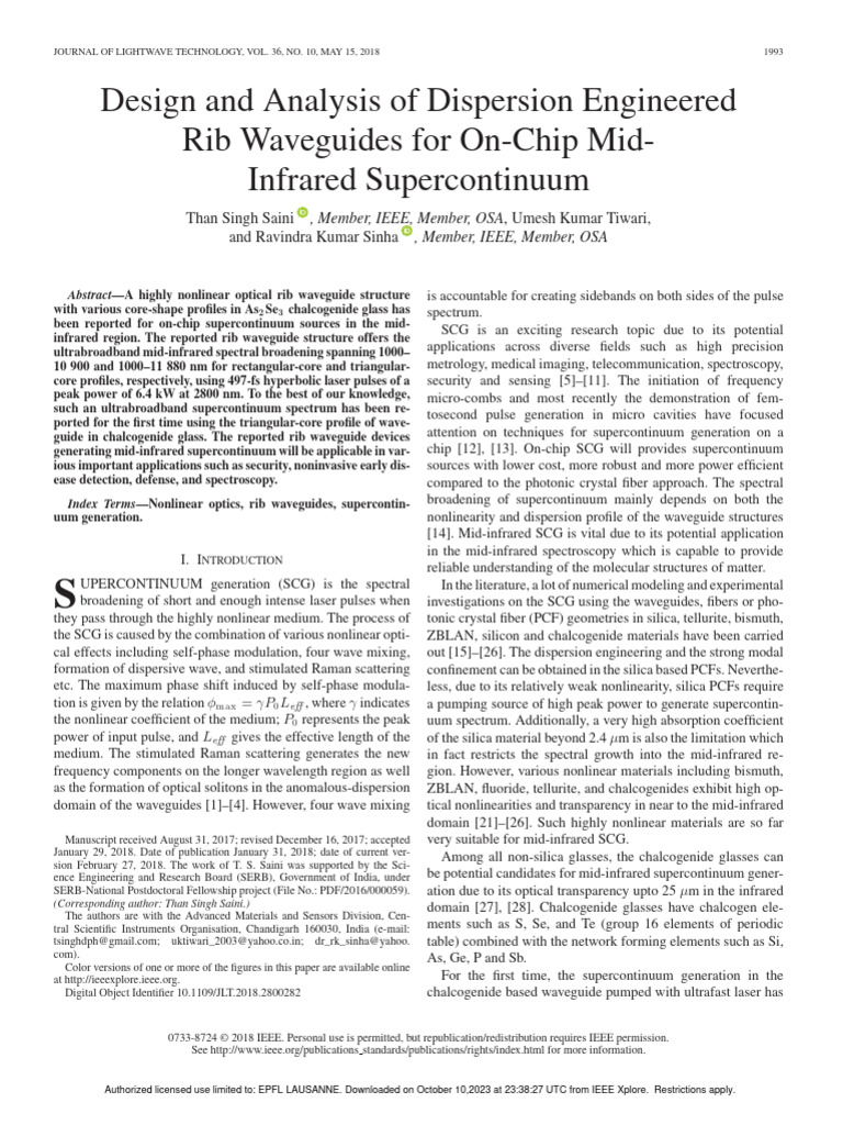 Design and Analysis of Dispersion Engineered Rib Waveguides For On-Chip ...