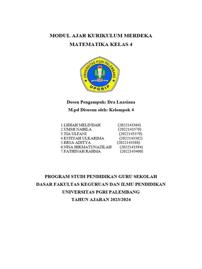 Modul Ajar MTK Kel 4 | PDF