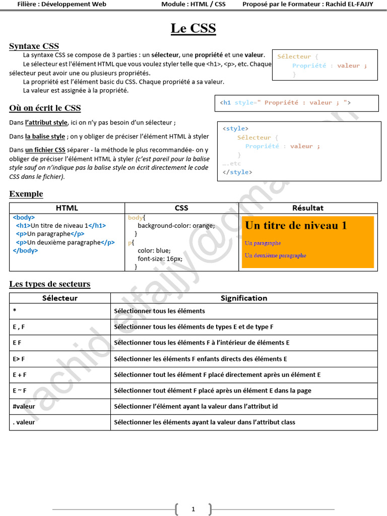 Les Propriétés CSS | PDF