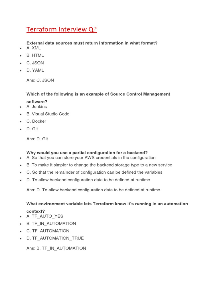 Terraform Interview Q | PDF | File Format | Software