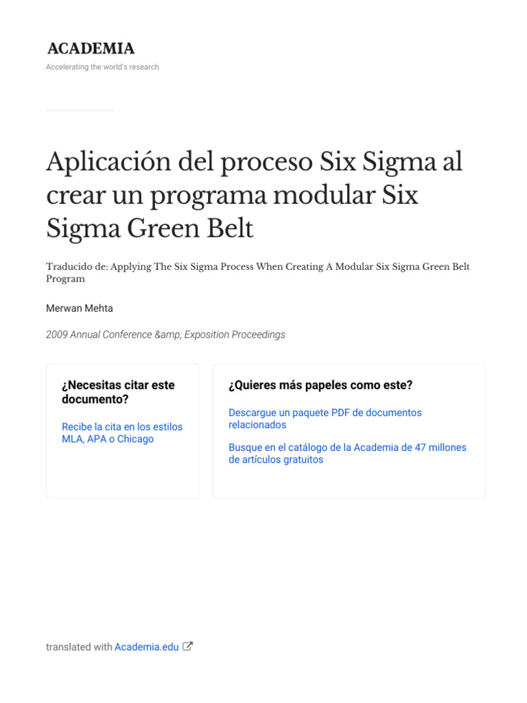 Applying The Six Sigma Process When Creating A Modular Six Sigma Green ...