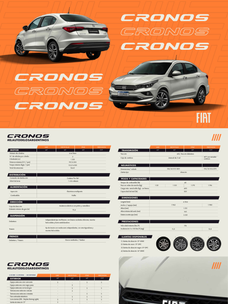 Ficha Tecnica Fiat Cronos | PDF | Eje | Tecnologías automotrices