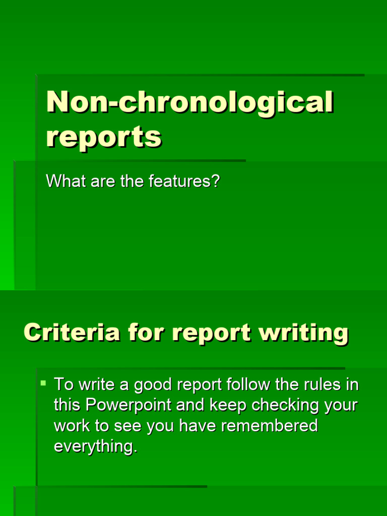 Non Chronological Reports | PDF