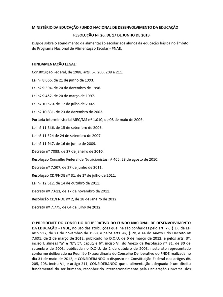 Resolução Pnae | PDF