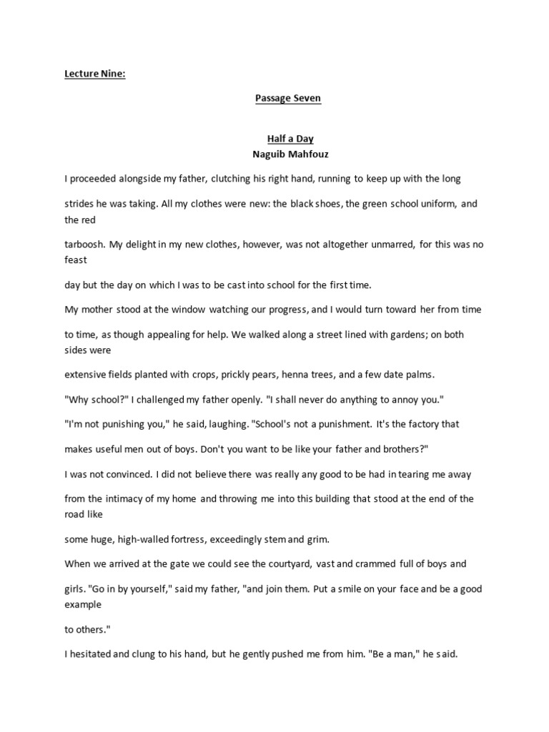 Exploring "Half a Day" by Mahfouz | PDF | Art | Poetry