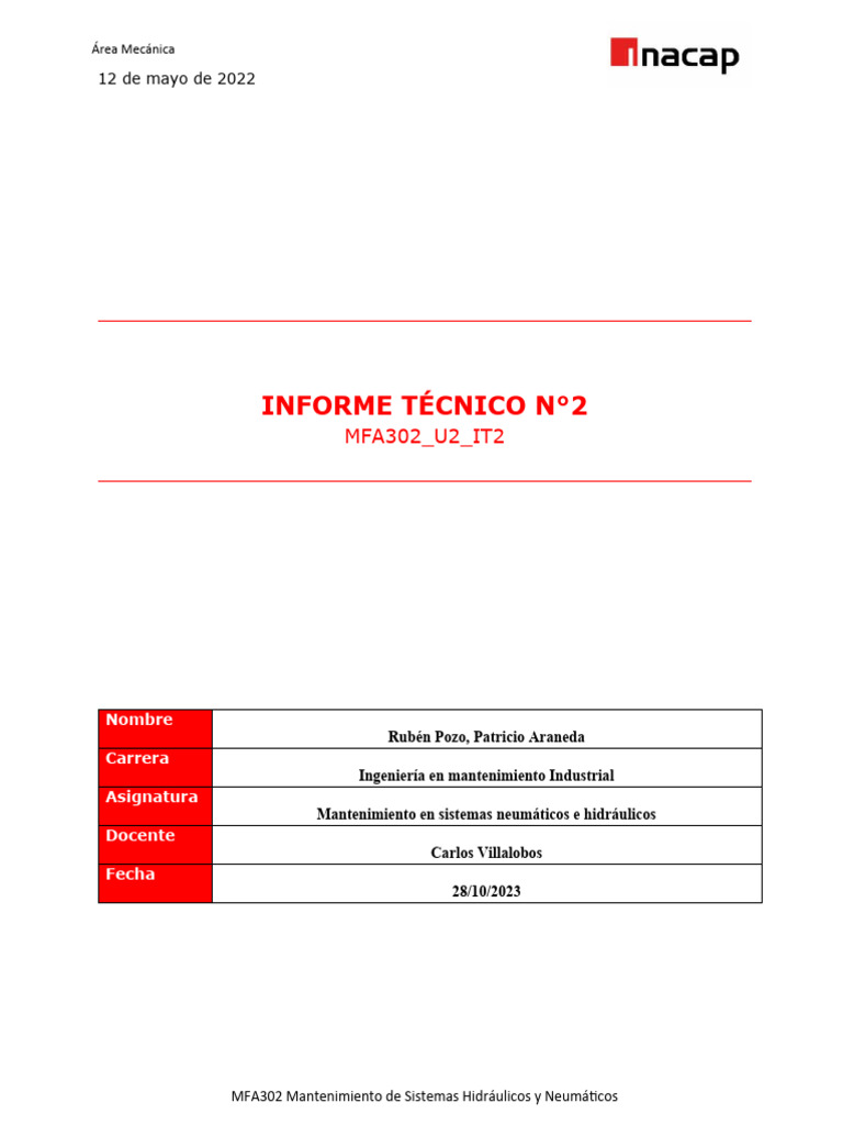 MFA302 - U2 - IT2 Ruben Pozo, Patricio Araneda (Listo) | PDF