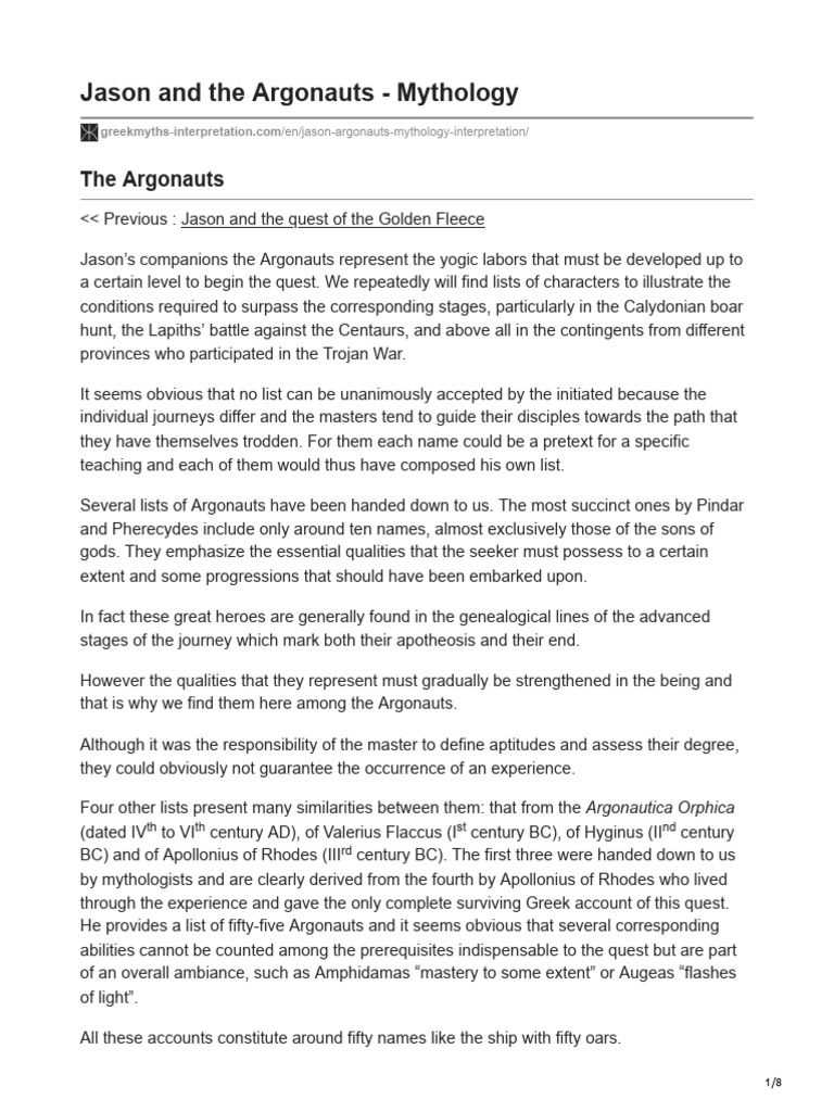 Jason and The Argonauts - Mythology | PDF | Argonauts | Jason