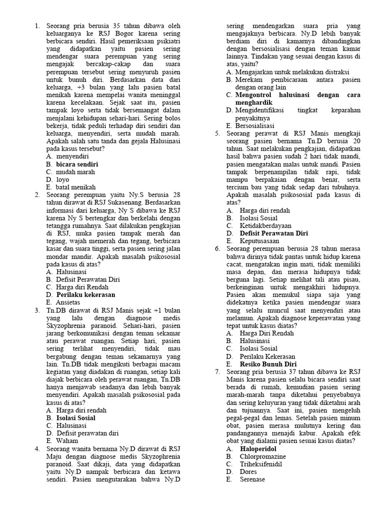Soal Uts Kep. Jiwa | PDF
