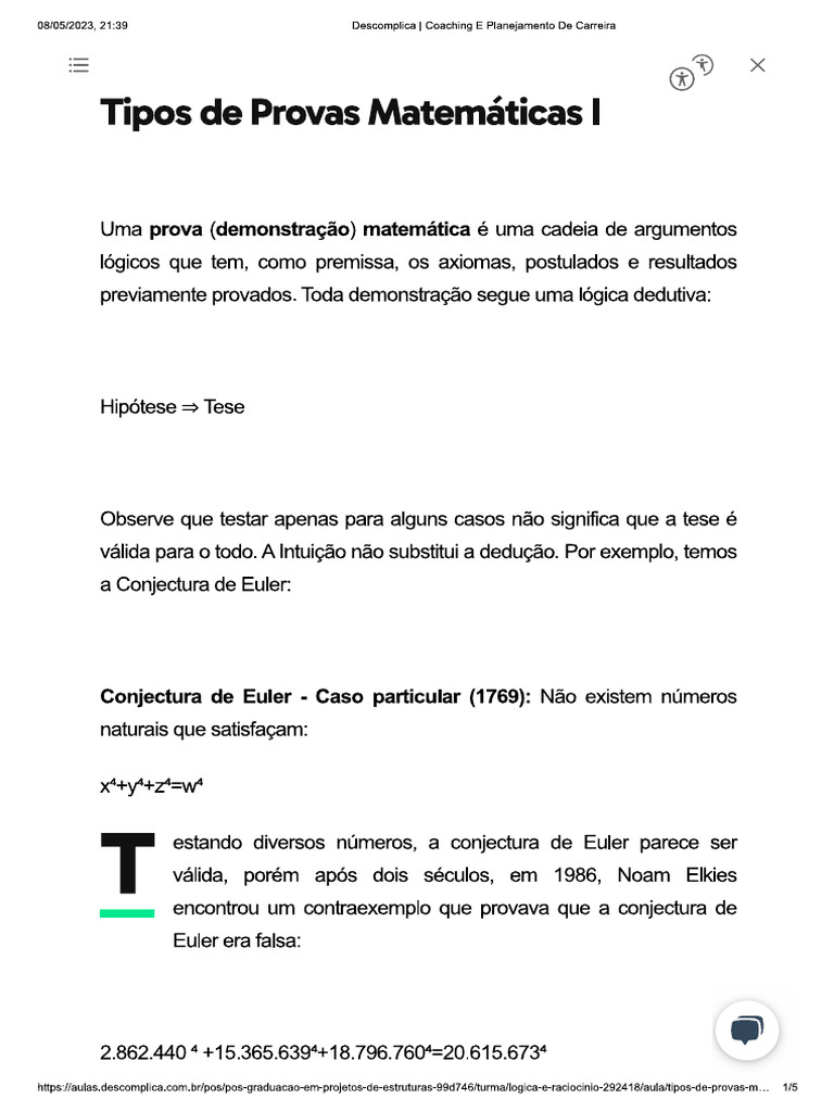 Tipos de Provas Matemáticas I | PDF