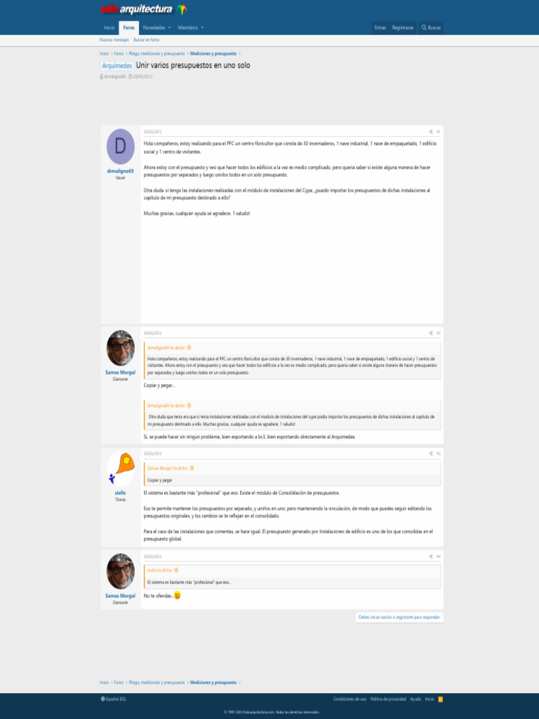 Arquímedes - Unir Varios Presupuestos en Uno Solo - Foros Sólo Arquitectura | PDF