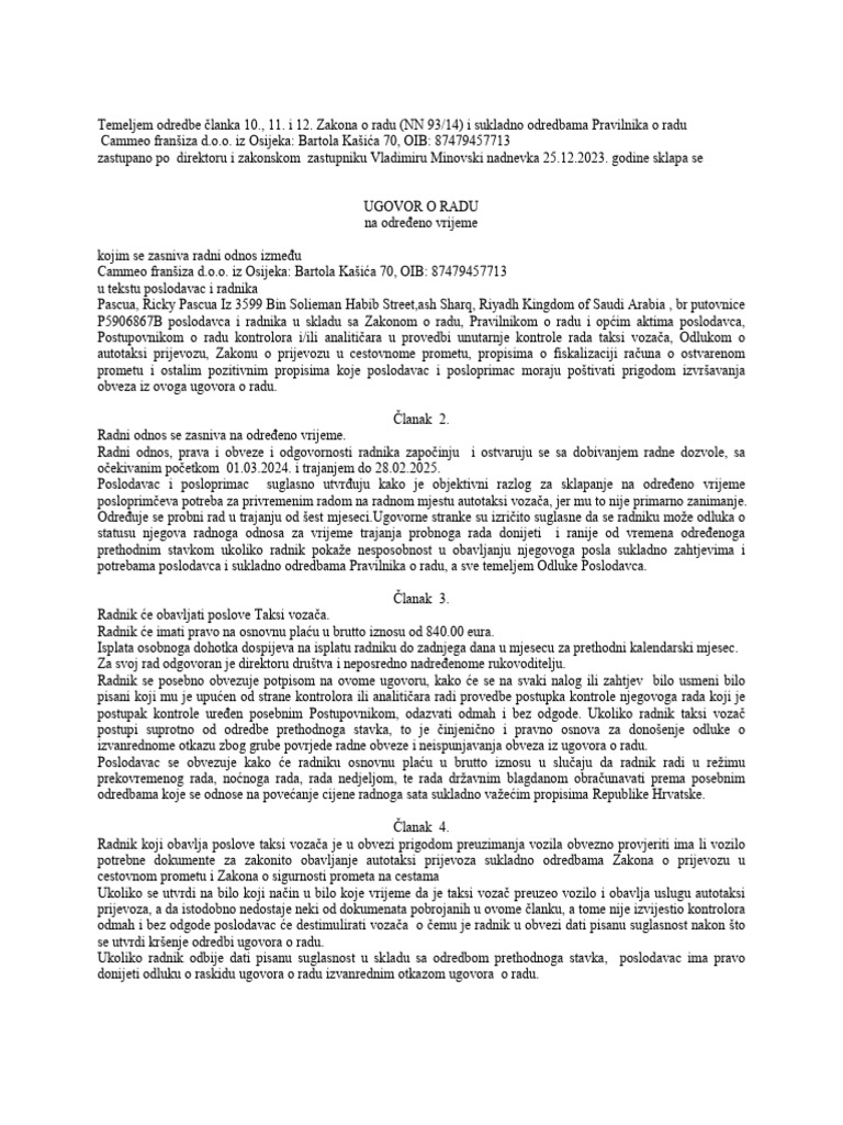 Ricky Pascua Pascua - Contract | PDF