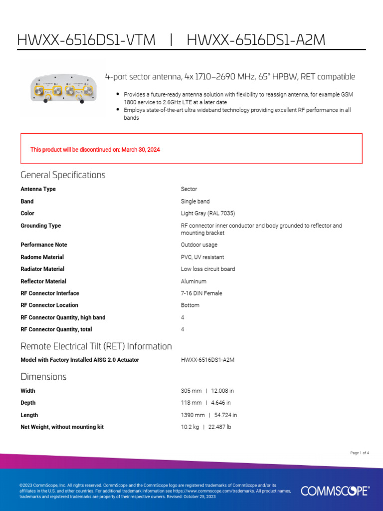 HWXX-6516DS1-VTM Product Specifications | PDF