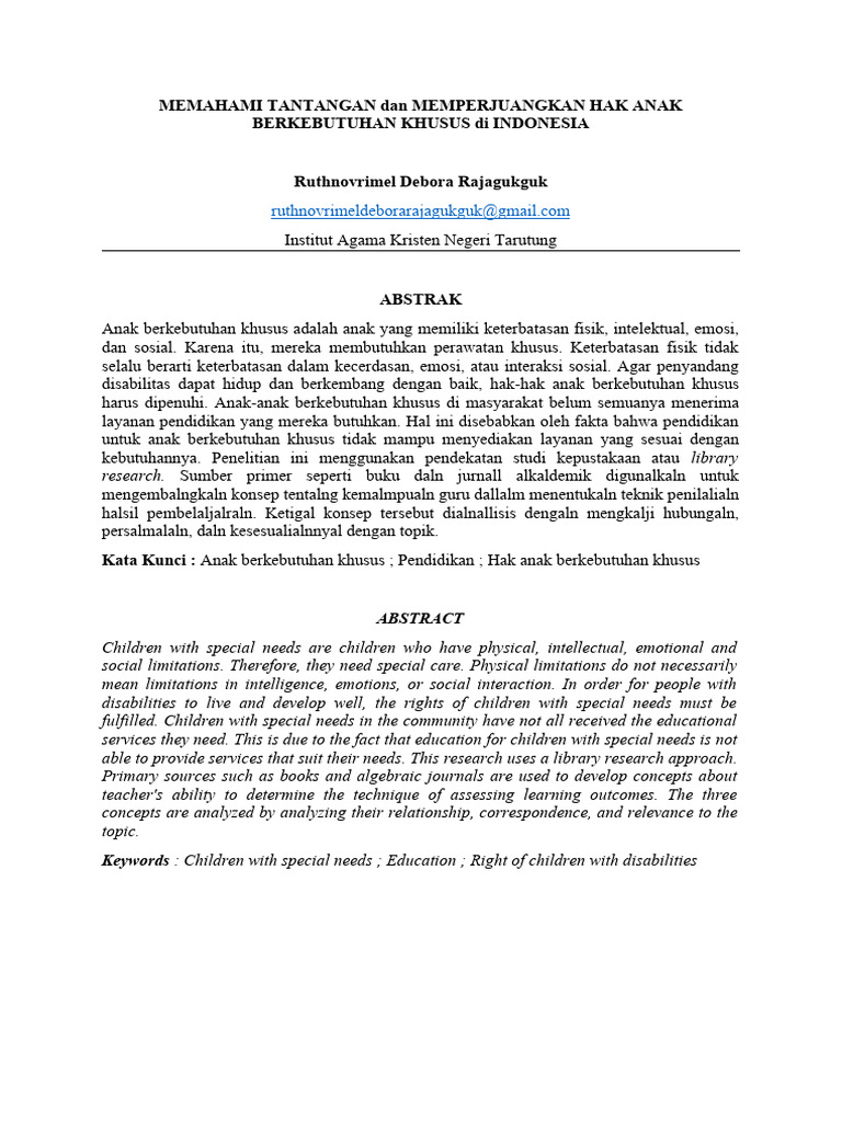 Hak Anak Berkebutuhan Khusus | PDF | Pengembangan Diri | Kesehatan Holistik