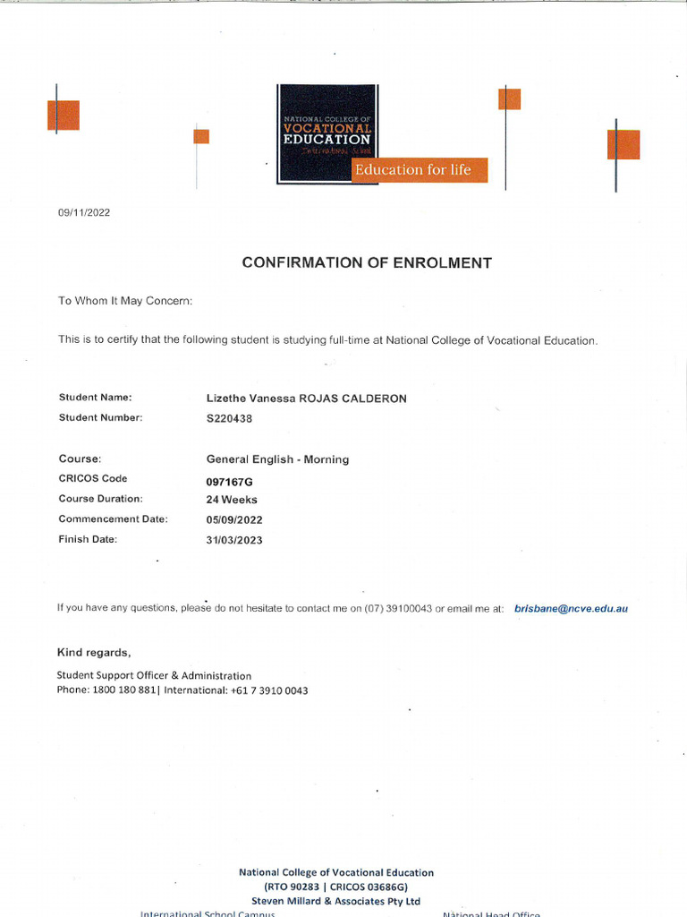 Confirmation of Enrolment | PDF