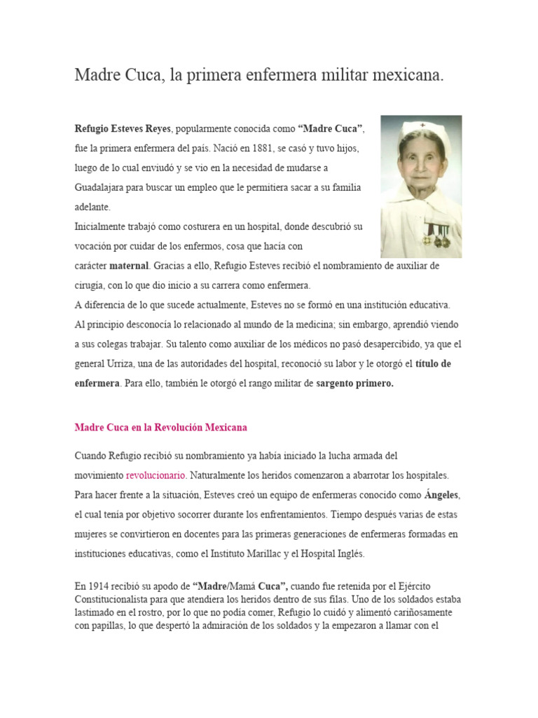 Madre Cuca | PDF | Enfermería | revolución mejicana