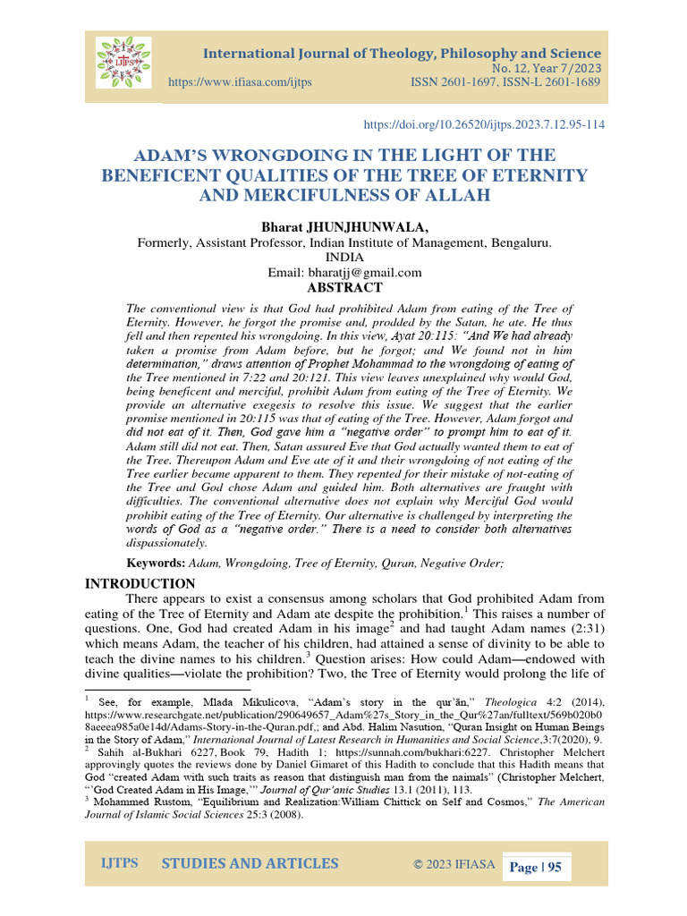 Adam Sin Quran 230601 | PDF | Adam | Quran