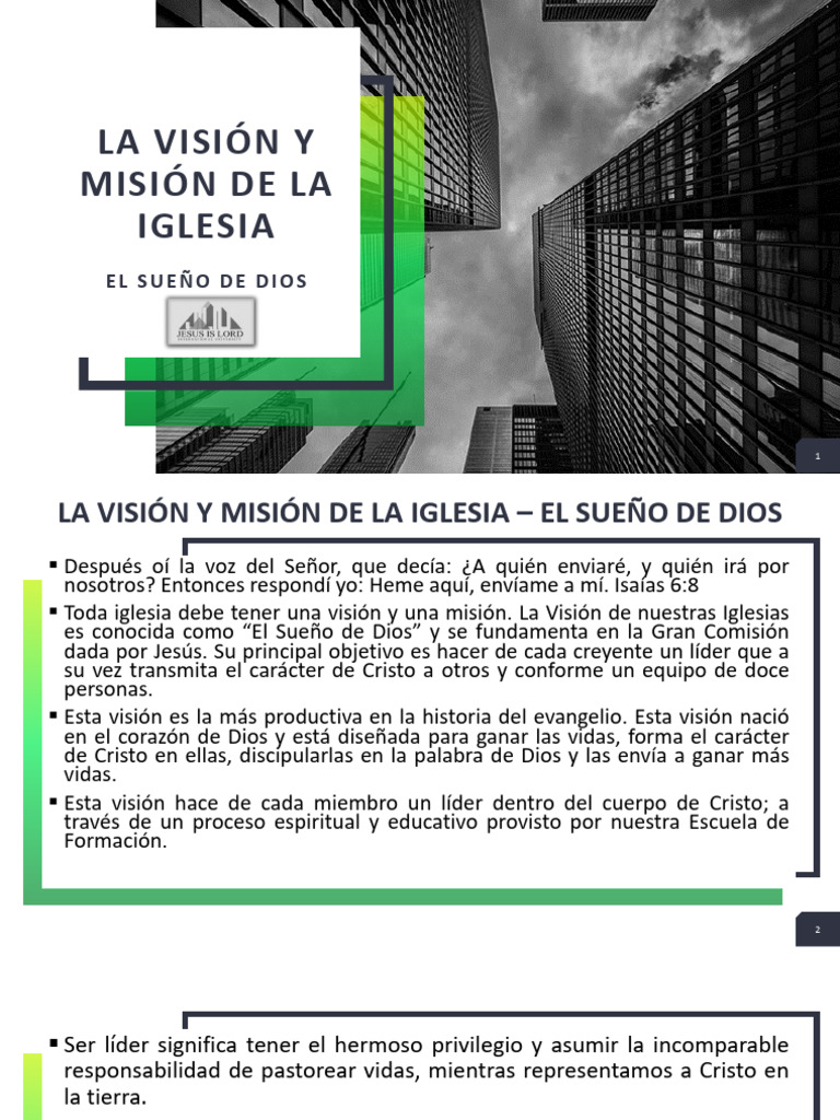 La Visión y Misión de La Iglesia - El Sueño de Dios | PDF | Jesús | Iglesia cristiana