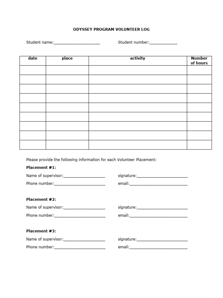 Odyssey Program Volunteer Log 2019-2020 | PDF | Business | Social Science