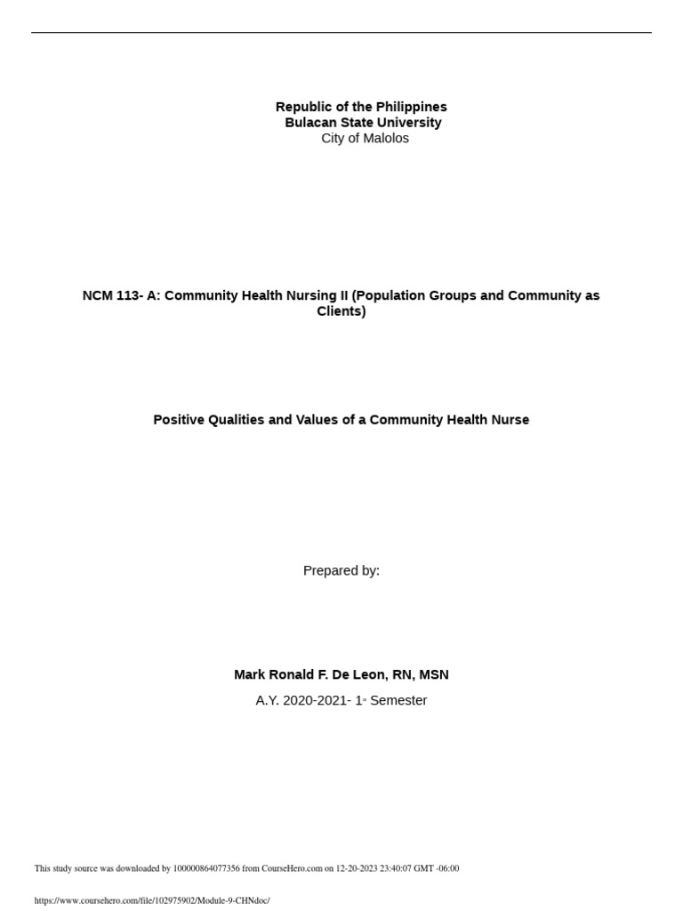 Module 9 CHN | PDF | Nursing | Leadership