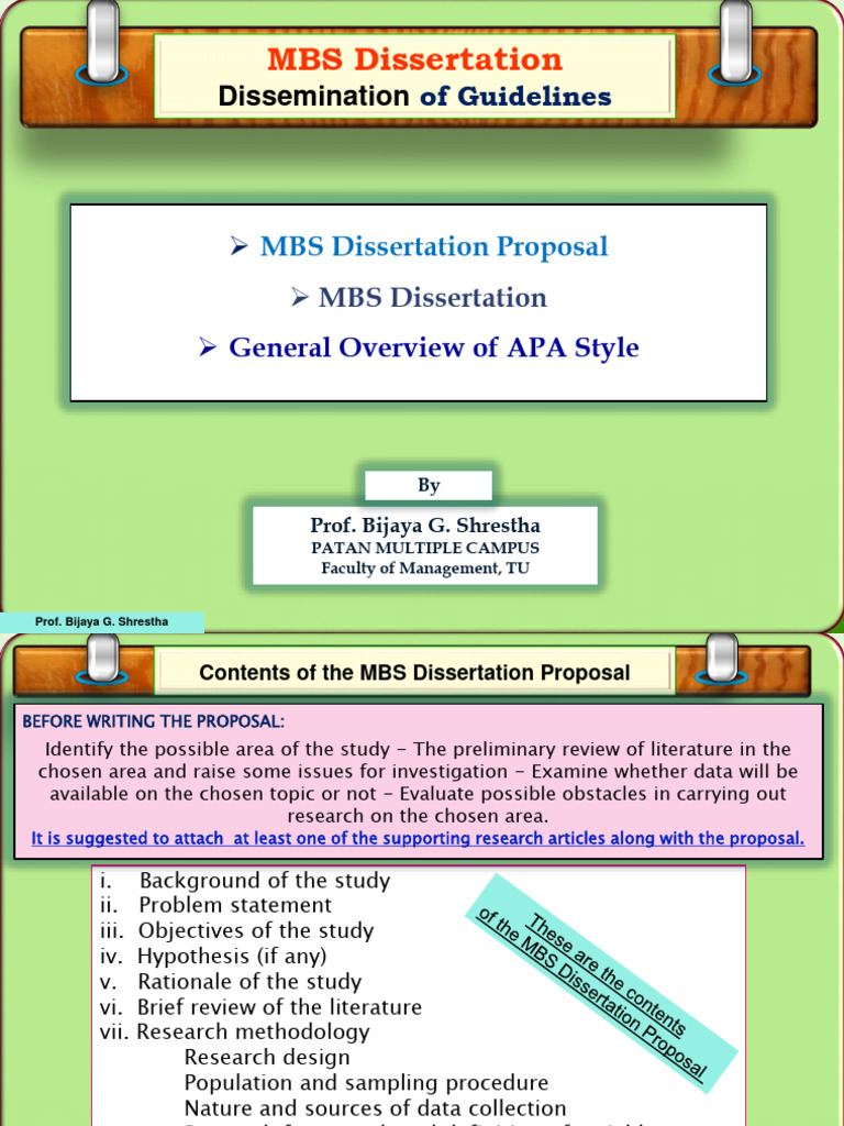 Mbs Semester-Based Dissertation Guidelines Outline-1 | PDF | Thesis ...