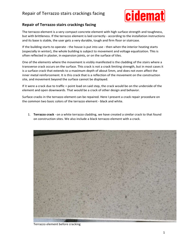 En Repair of Stairs Cracks | PDF | Fracture | Grinding (Abrasive Cutting)