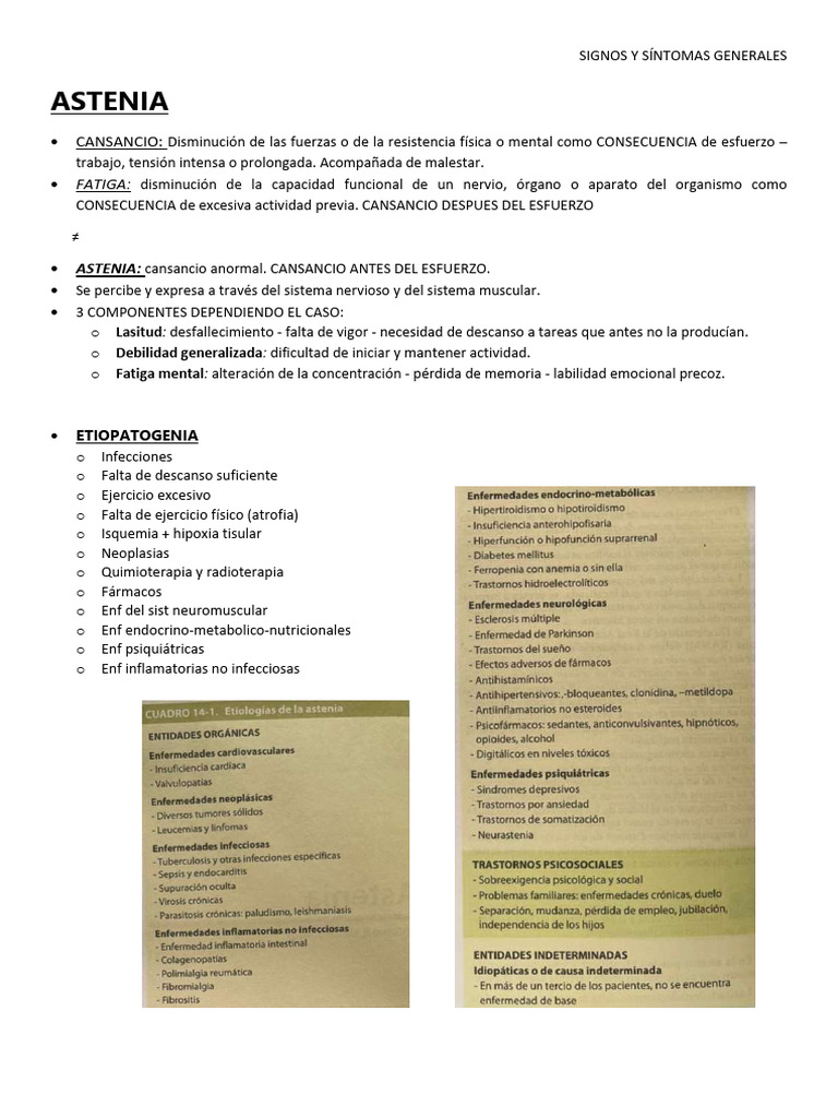 ASTENIA | PDF | Debilidad | Diagnostico medico