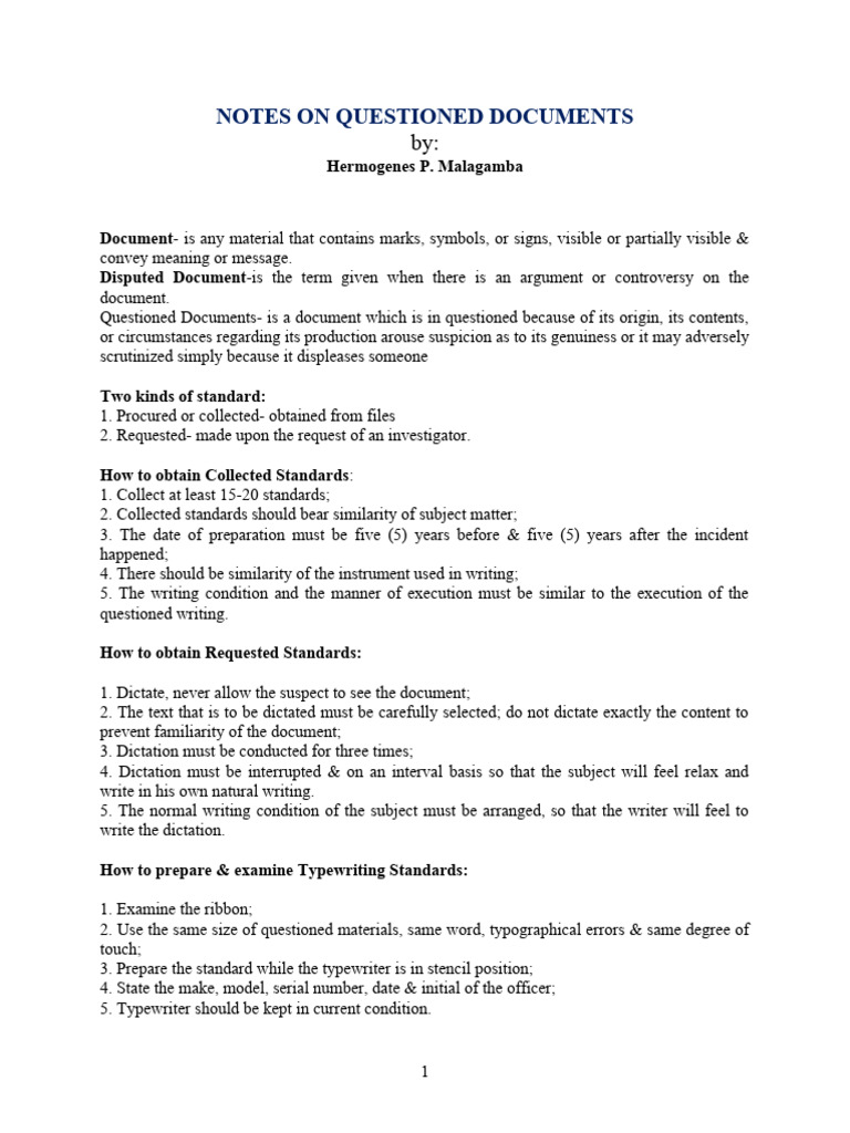 Notes On QD | PDF | Signature | Forgery