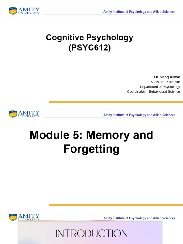 Module - 5 Memory and Forgeting-1 | PDF | Recall (Memory) | Memory