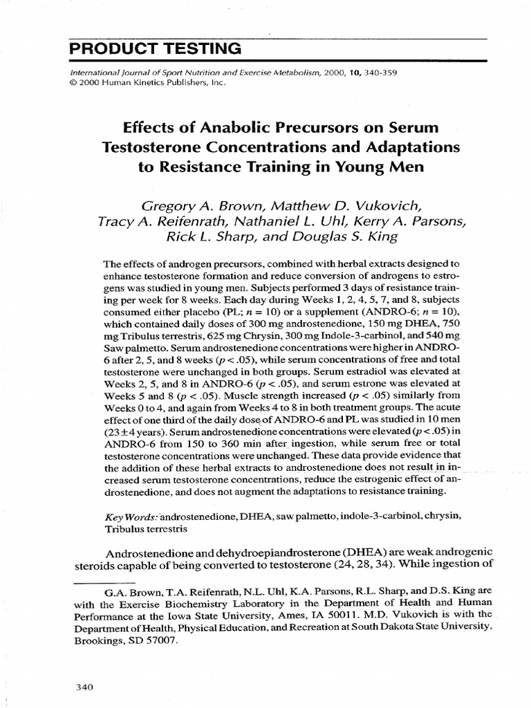 A 2000 - Effects of Anabolic Precursors On Serum Testosterone ...