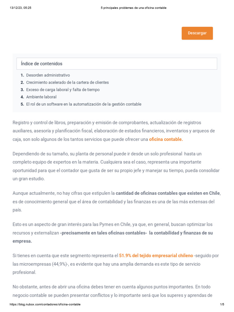 5 Principales Problemas de Una Oficina Contable | PDF | Contabilidad ...