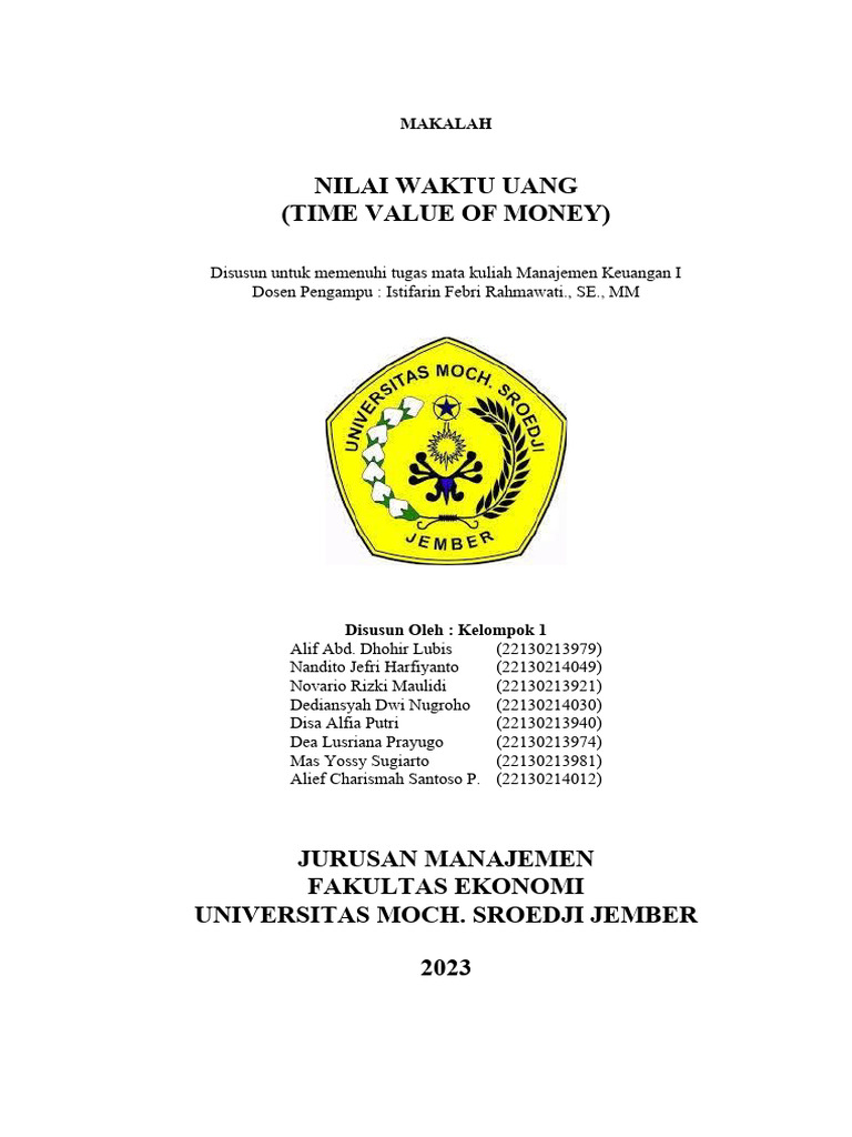 New Tugas Makalah - Nilai Waktu Uang (Time Value of Money) | PDF | Karier & Perkembangan ...