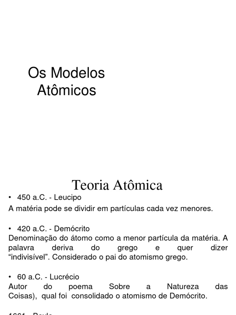 Aula 2 Tomos e Elementos - Modelos at Micos | PDF