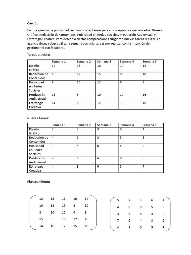 Matrices Matematica | PDF | Publicidad | Diseño