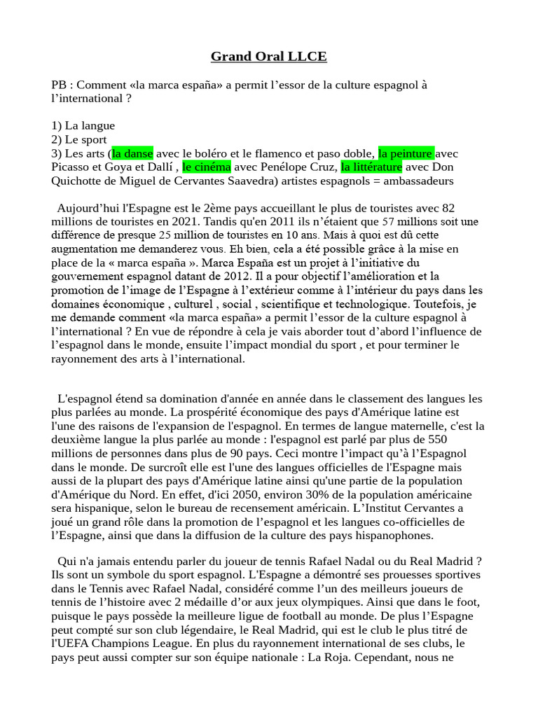 Grand Oral LLCE | PDF