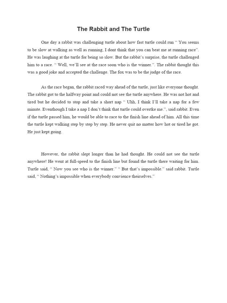 The Rabbit and the Turtle: A Race Story | PDF