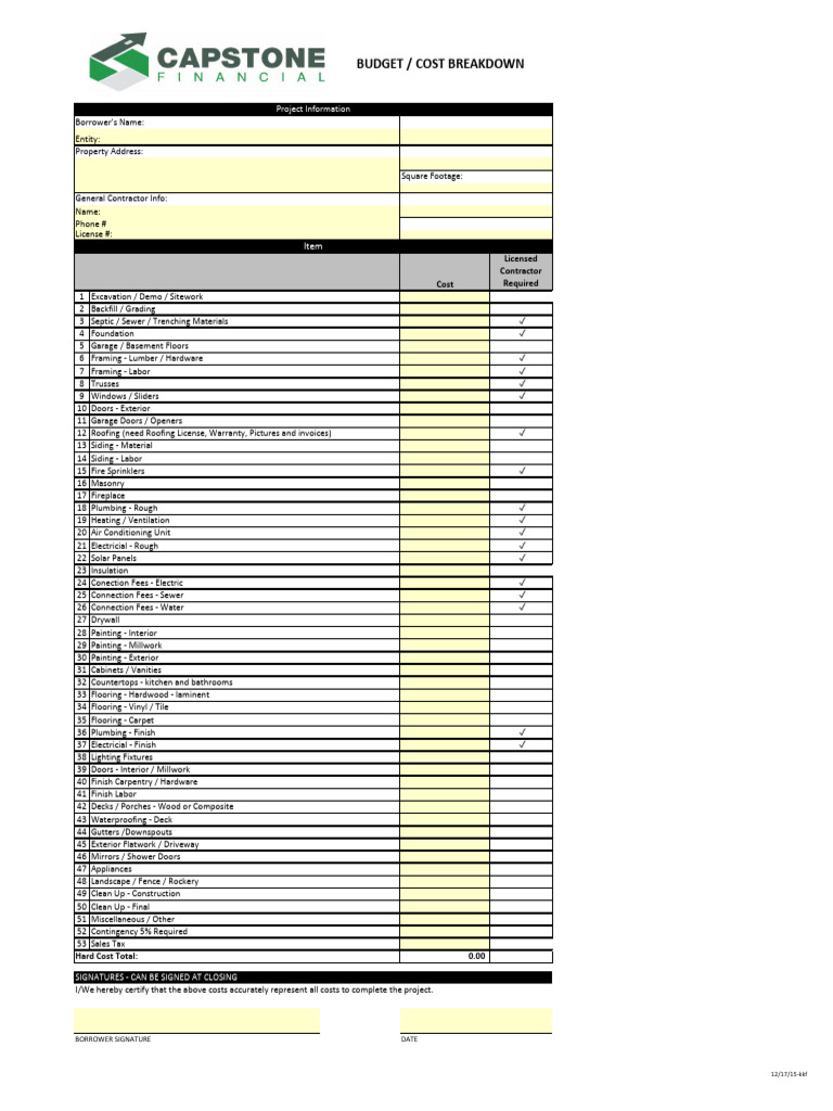 Residential Construction Cost Breakdown | PDF | Flooring | Framing ...