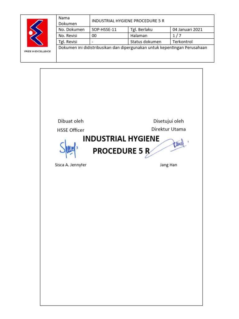 SOP-HSSE-11 Industrial Hygiene Procedure 5R | PDF