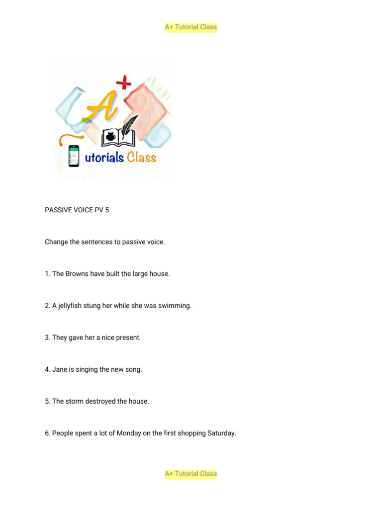 Passive Voice @A+ Tutorial Class. | PDF