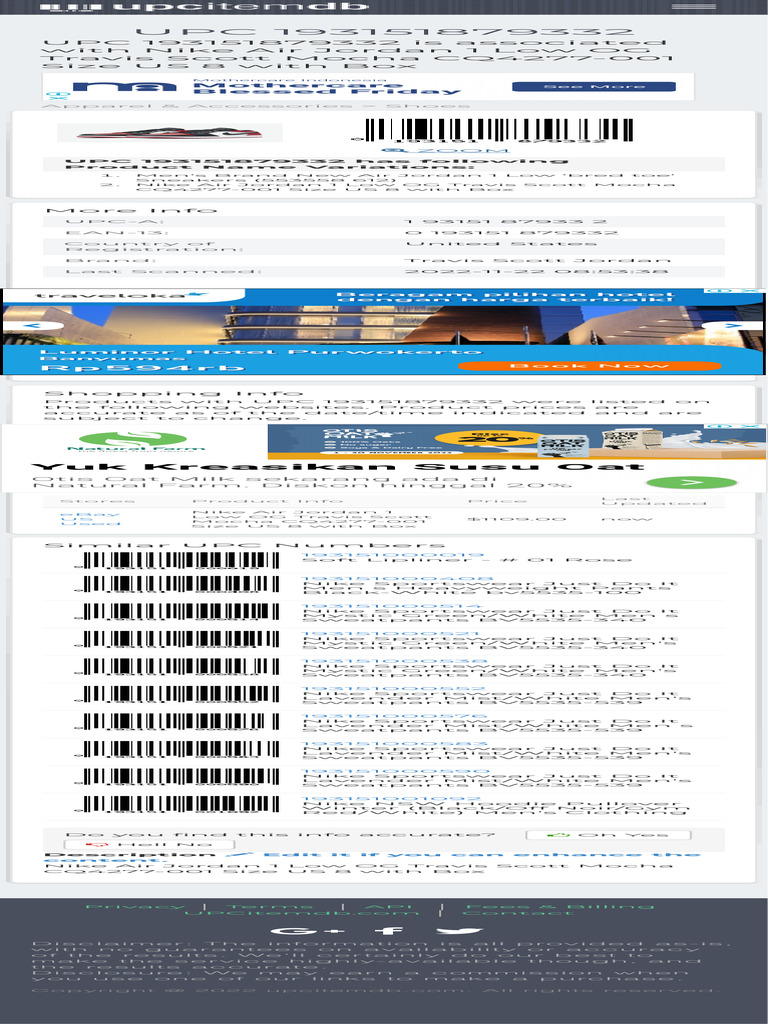 UPC 193151879332 - Nike Air Jordan 1 Low OG Travi | PDF | Nike ...