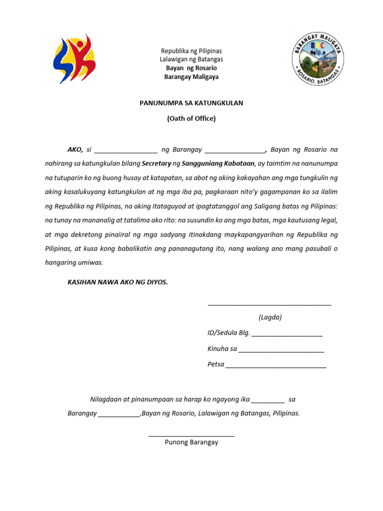 Panunumpa Sa Katungkulan SK | PDF