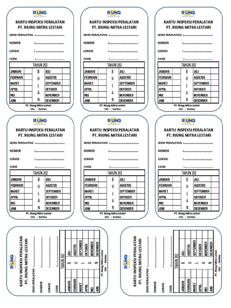 Kartu Inspeksi Peralatan | PDF
