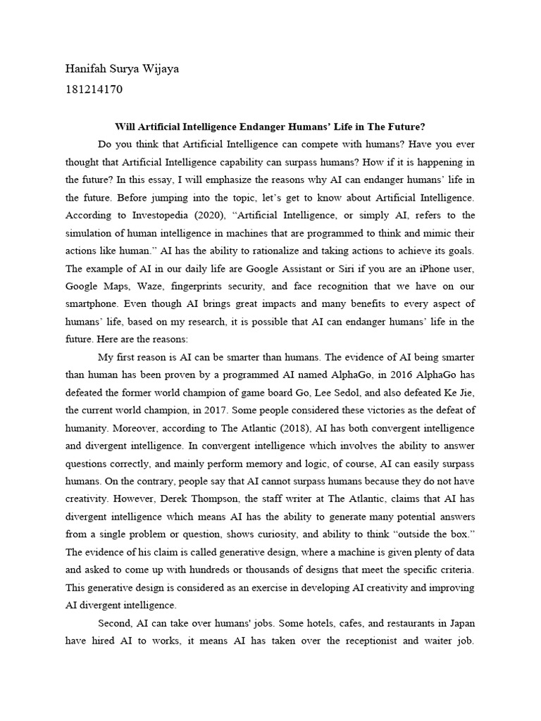 181214170-Essay About AI | PDF | Artificial Intelligence | Intelligence ...