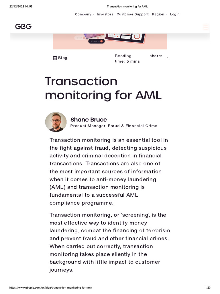 Transaction Monitoring For AML | PDF
